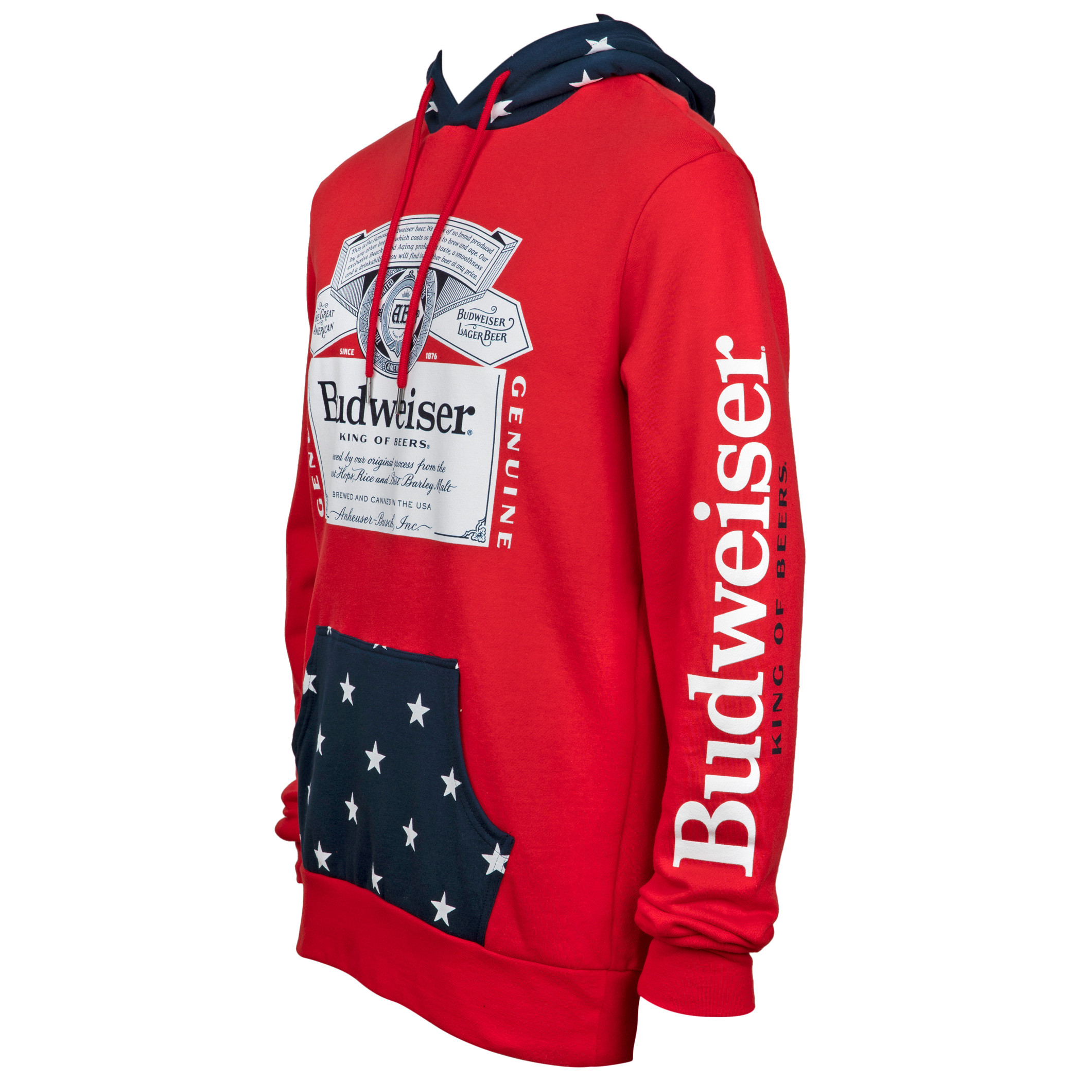 Budweiser Bottle Label and Patriotic Stars Hoodie | Brew-Shirts.com