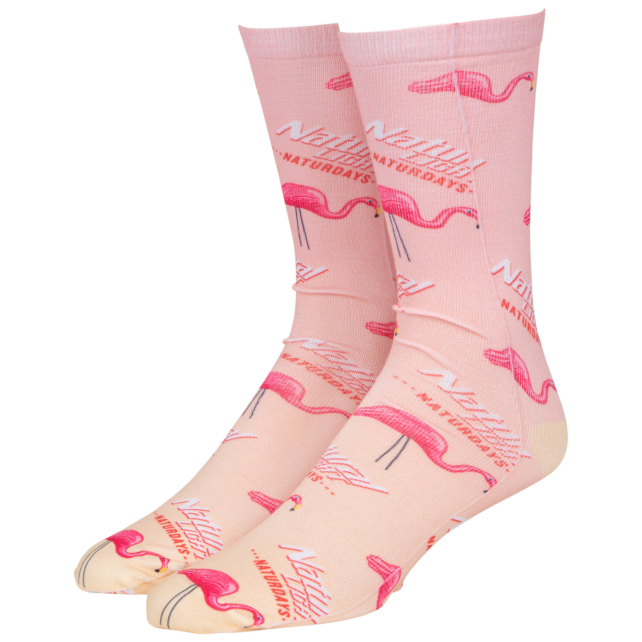 Natural Light Naturdays Flamingos All Over Print Crew Socks | Brew ...