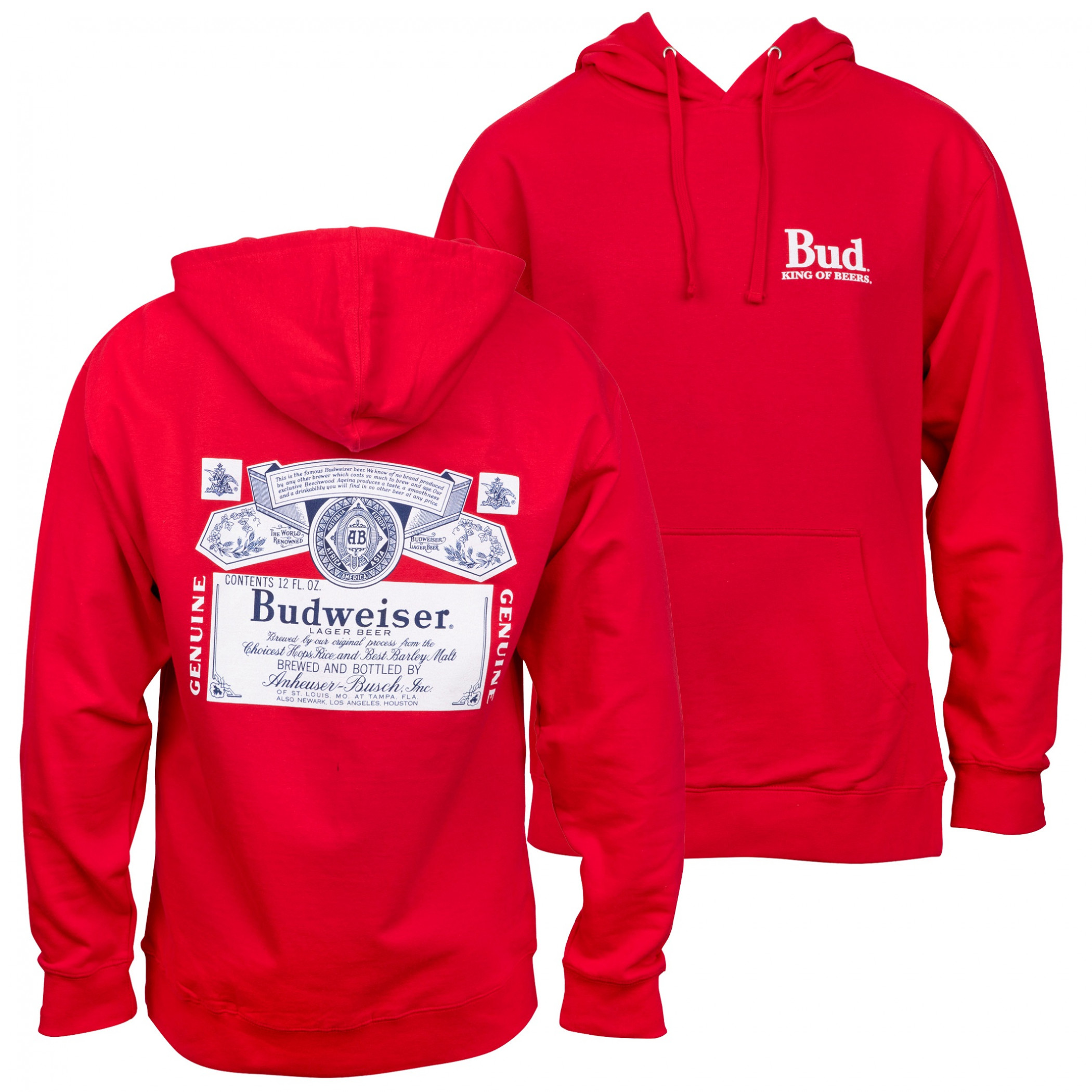 Budweiser Front and Back Print Hoodie | Brew-Shirts.com