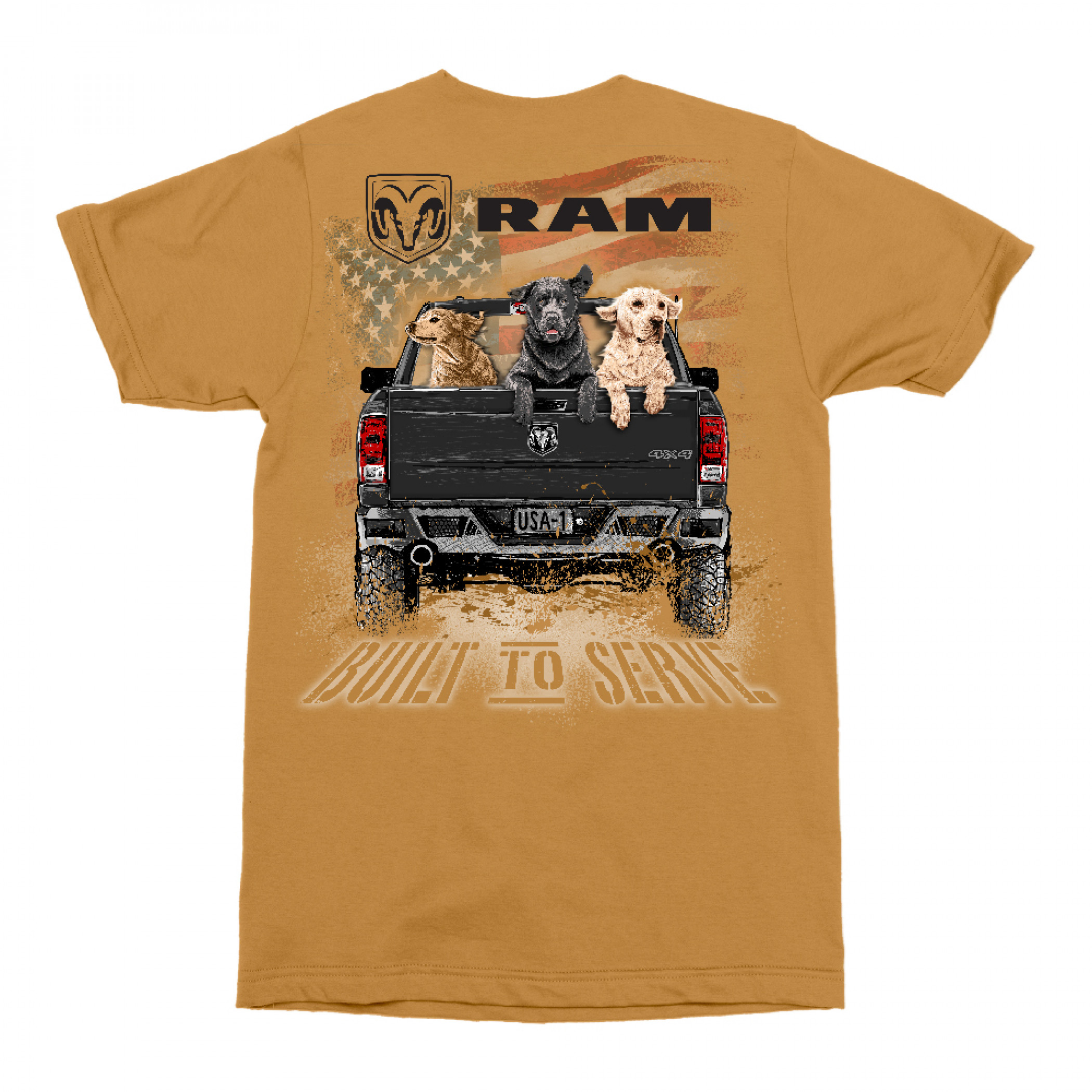 Dodge Ram Built to Serve Front and Back Print T-Shirt | Brew-Shirts.com