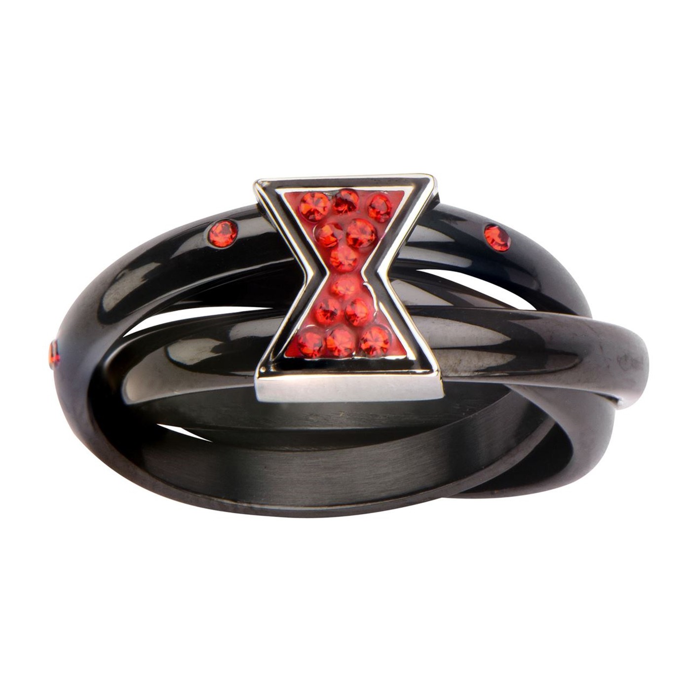 Black Widow Symbol Ring With Red Gems