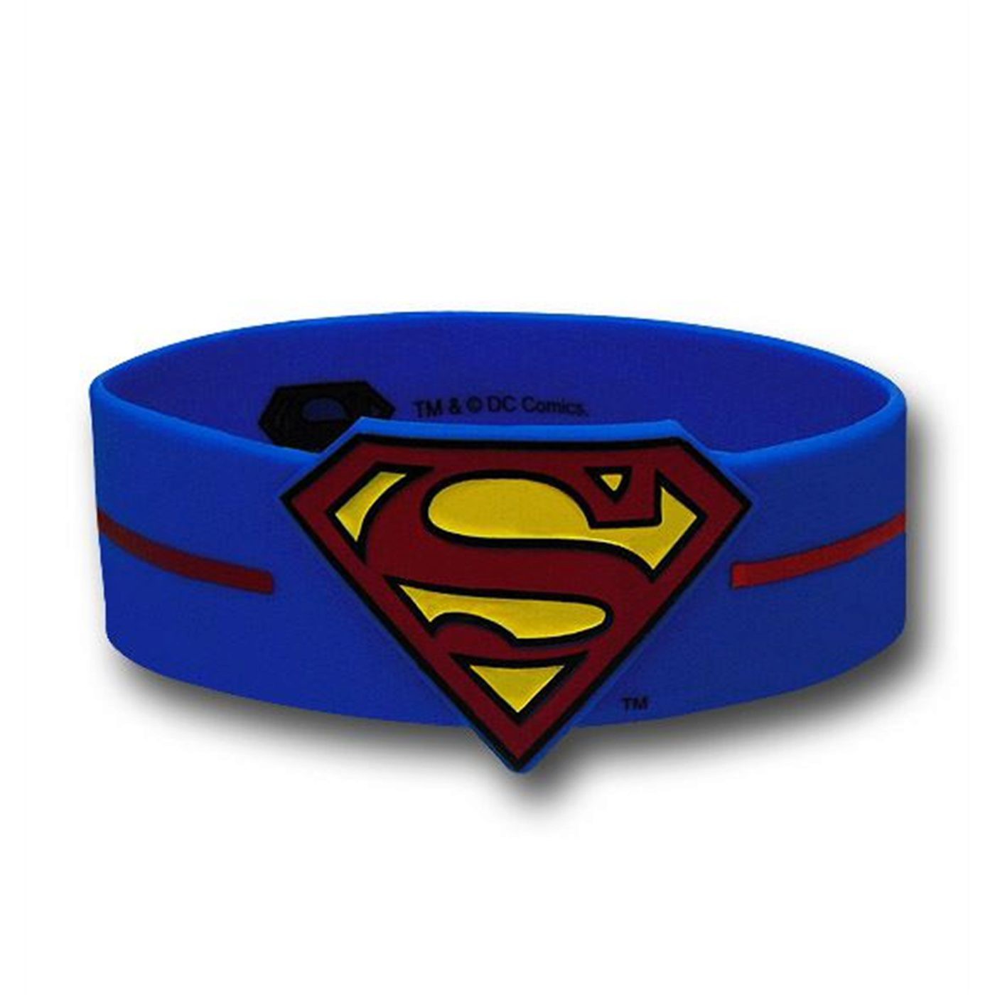 Superman Symbol and Logo Striped Rubber Wristband