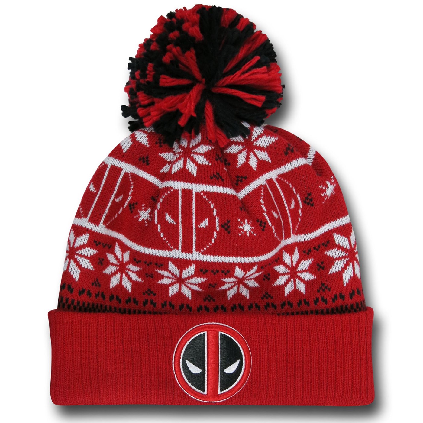 Deadpool Symbol Knit Pom Pom Beanie