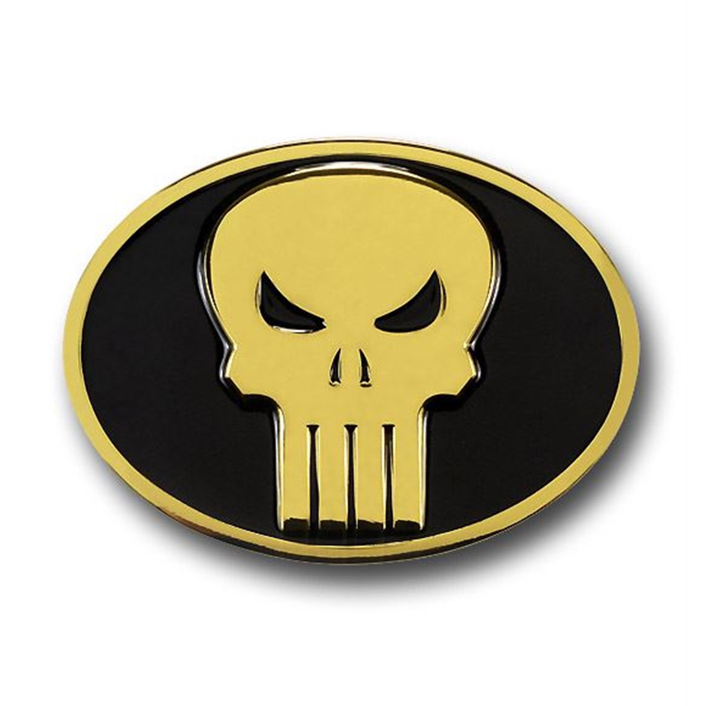 Punisher Black Gold Oval Belt Buckle