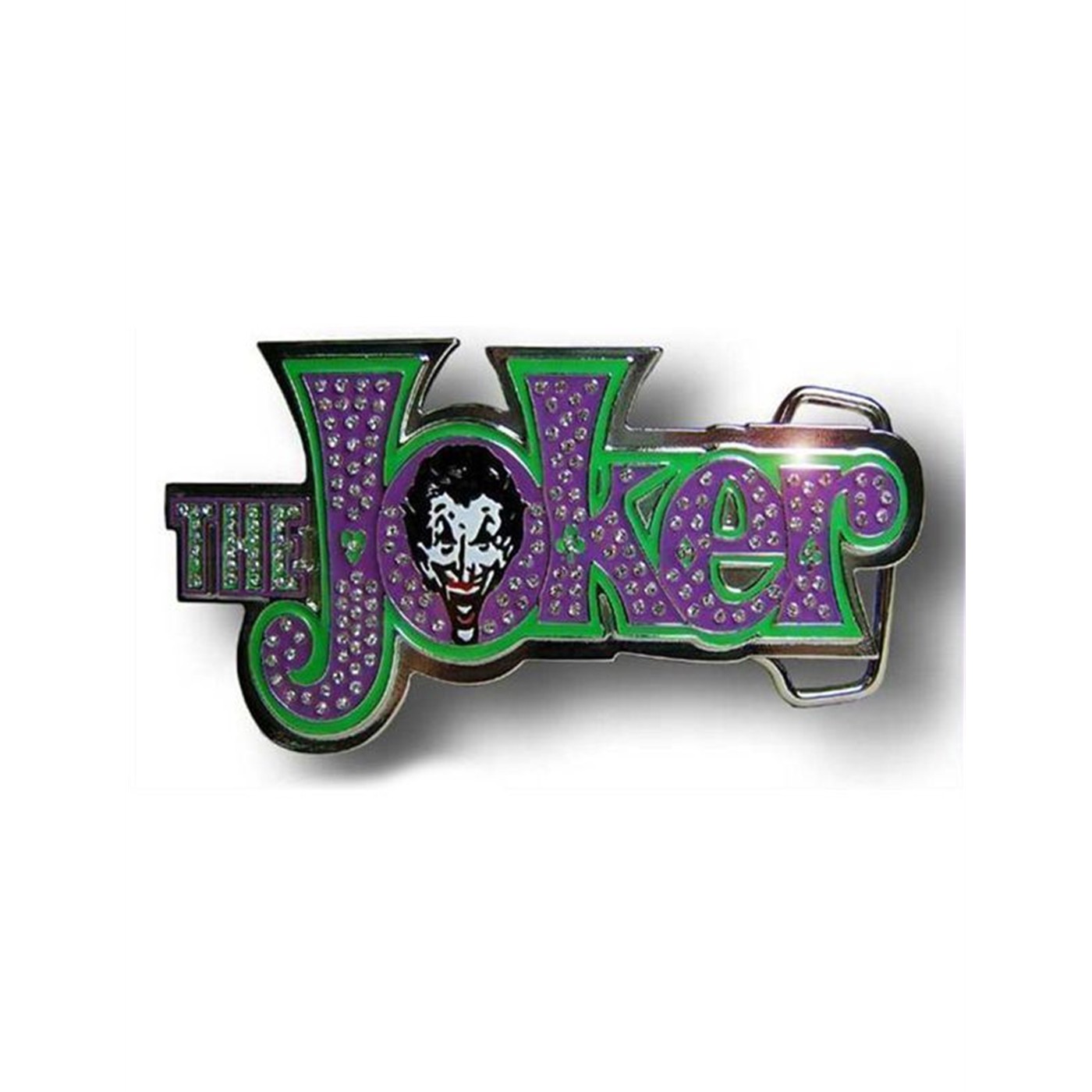 Joker Rhinestone Logo Bad Ass Belt Buckle