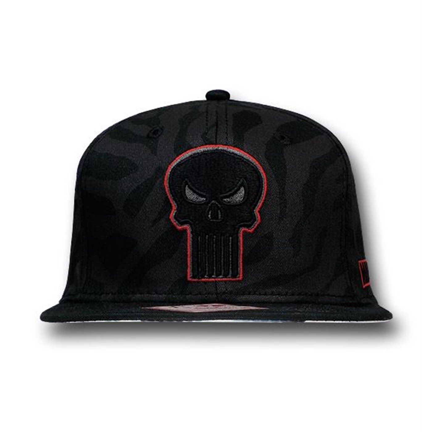 Punisher Red Outline Snapback Flat Bill Cap