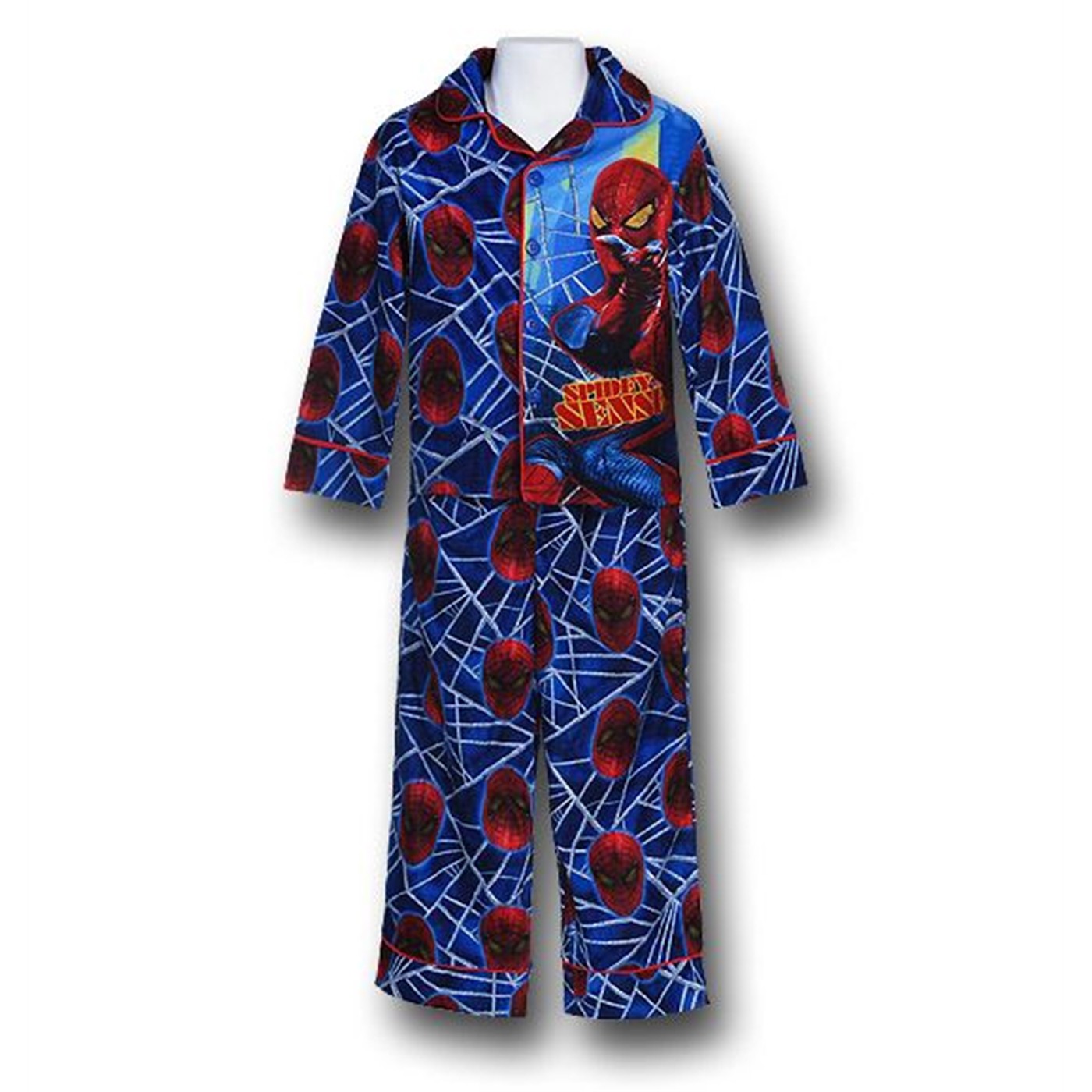 Spiderman Kids Button-Up Blue Spider Sense Pajamas
