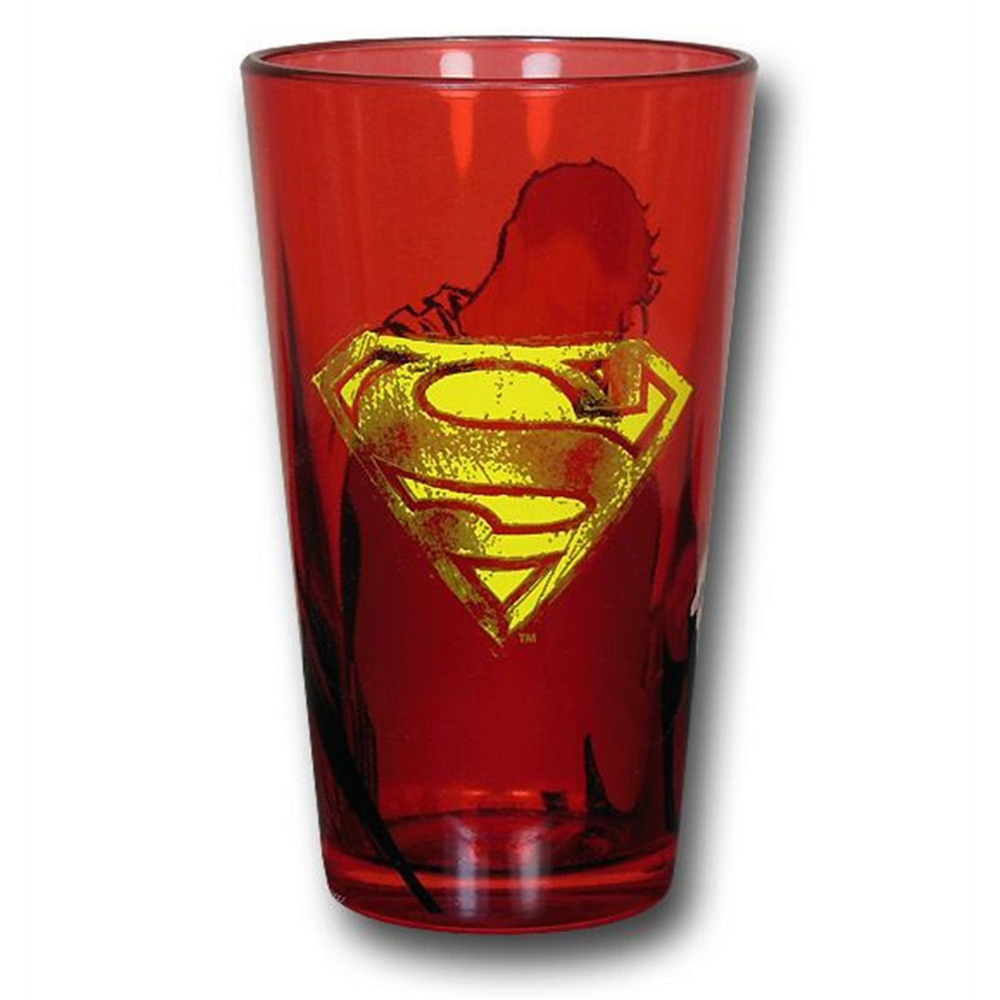 Superman and Batman Red and Black Pint Glass Set