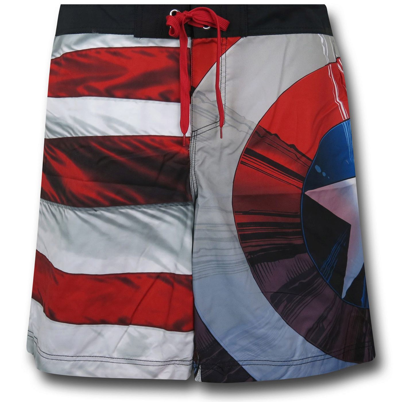 Captain America Flag Board Shorts w/ Rear Pocket