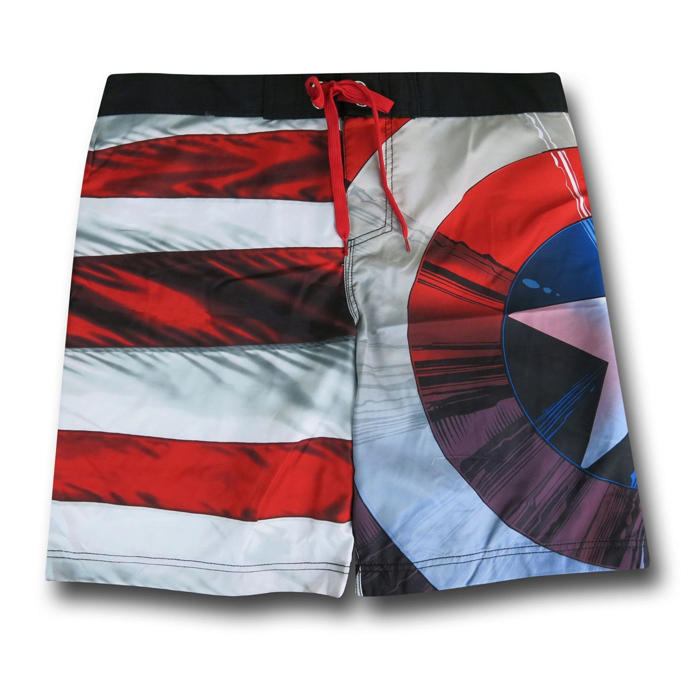 Captain America Flag Board Shorts w/ Rear Pocket