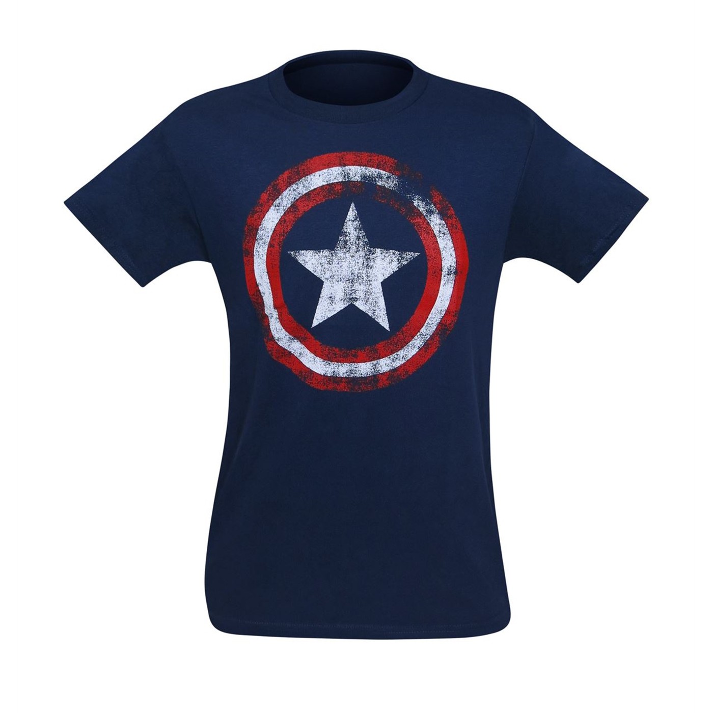 Captain America Distressed Shield Navy T-Shirt
