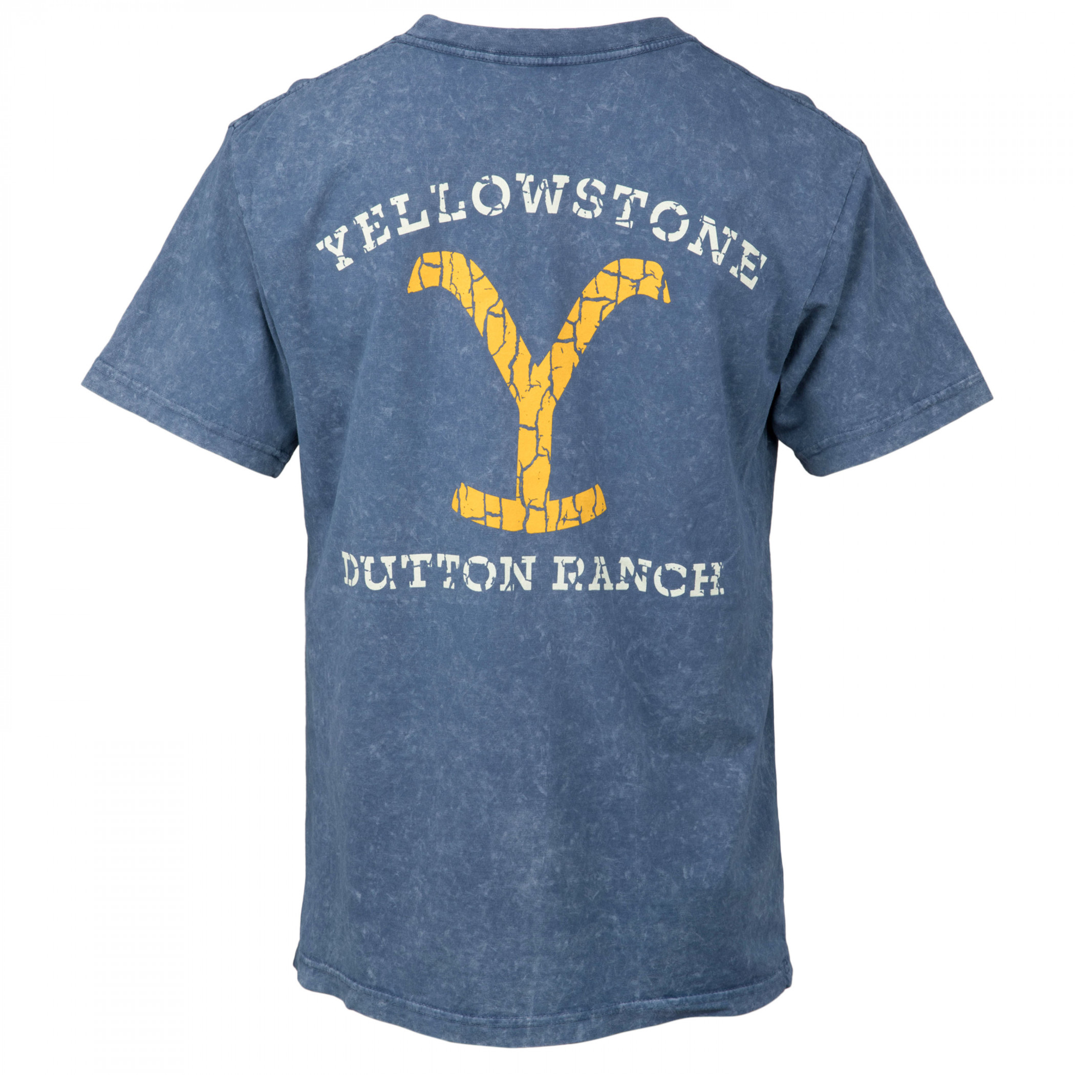 Yellowstone Dutton Ranch Distressed Logo Blue Front and Back T-Shirt ...