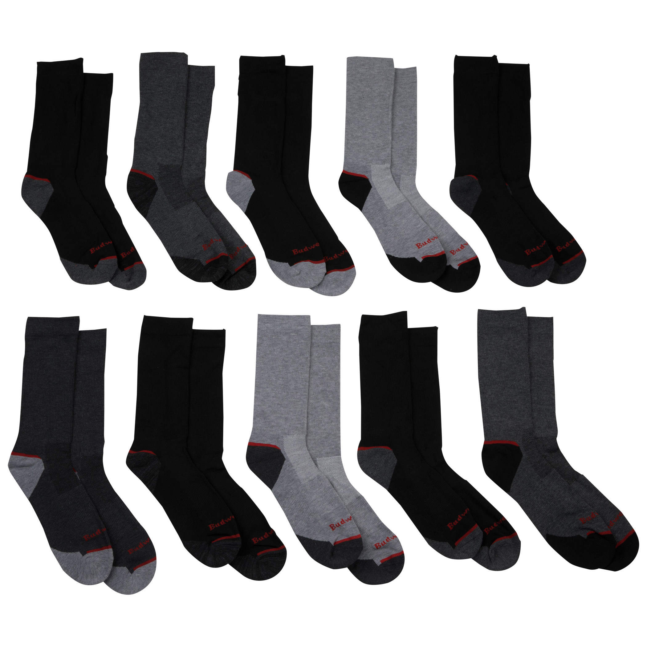 Budweiser Logo Men's Athletic Cushioned Crew Socks 10-Pair Multipack ...