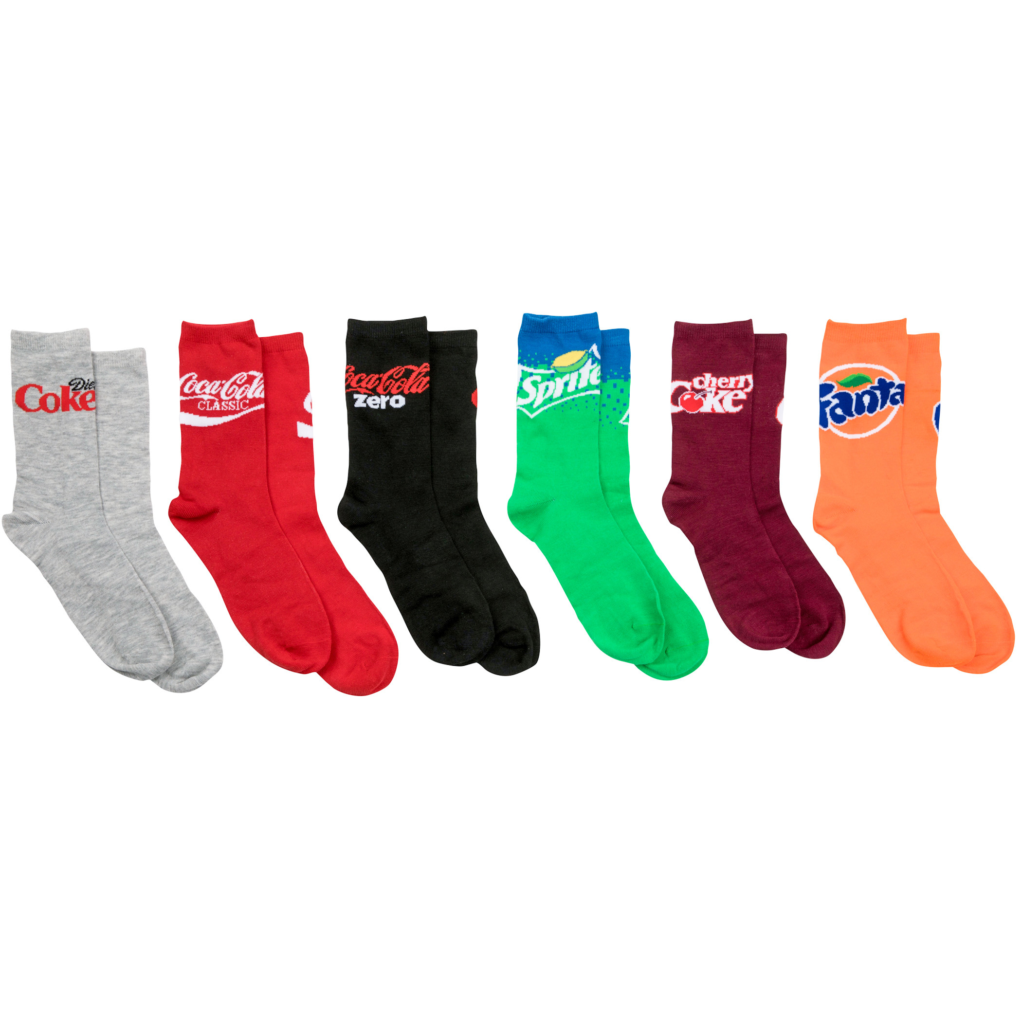 Coca-Cola Soda Brands Crew Socks 6-Pack in Novelty Packaging | Brew ...