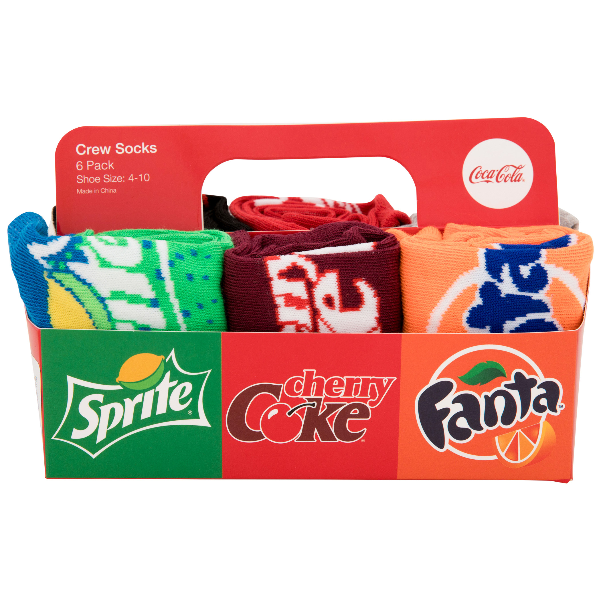 Coca-Cola Soda Brands Crew Socks 6-Pack in Novelty Packaging | Brew ...