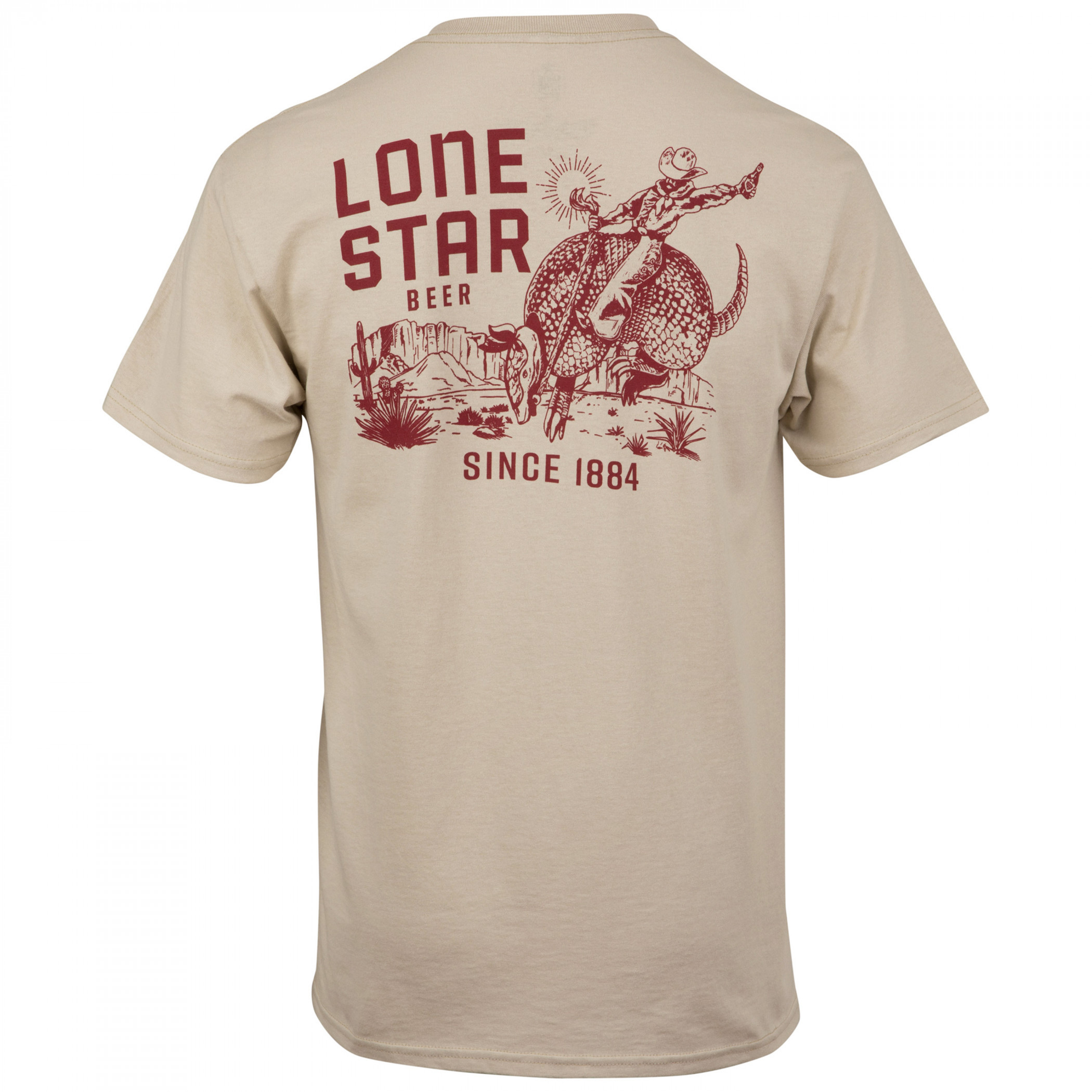 Lone Star Beer Armadillo Riding Front and Back Print T-Shirt Beige | eBay