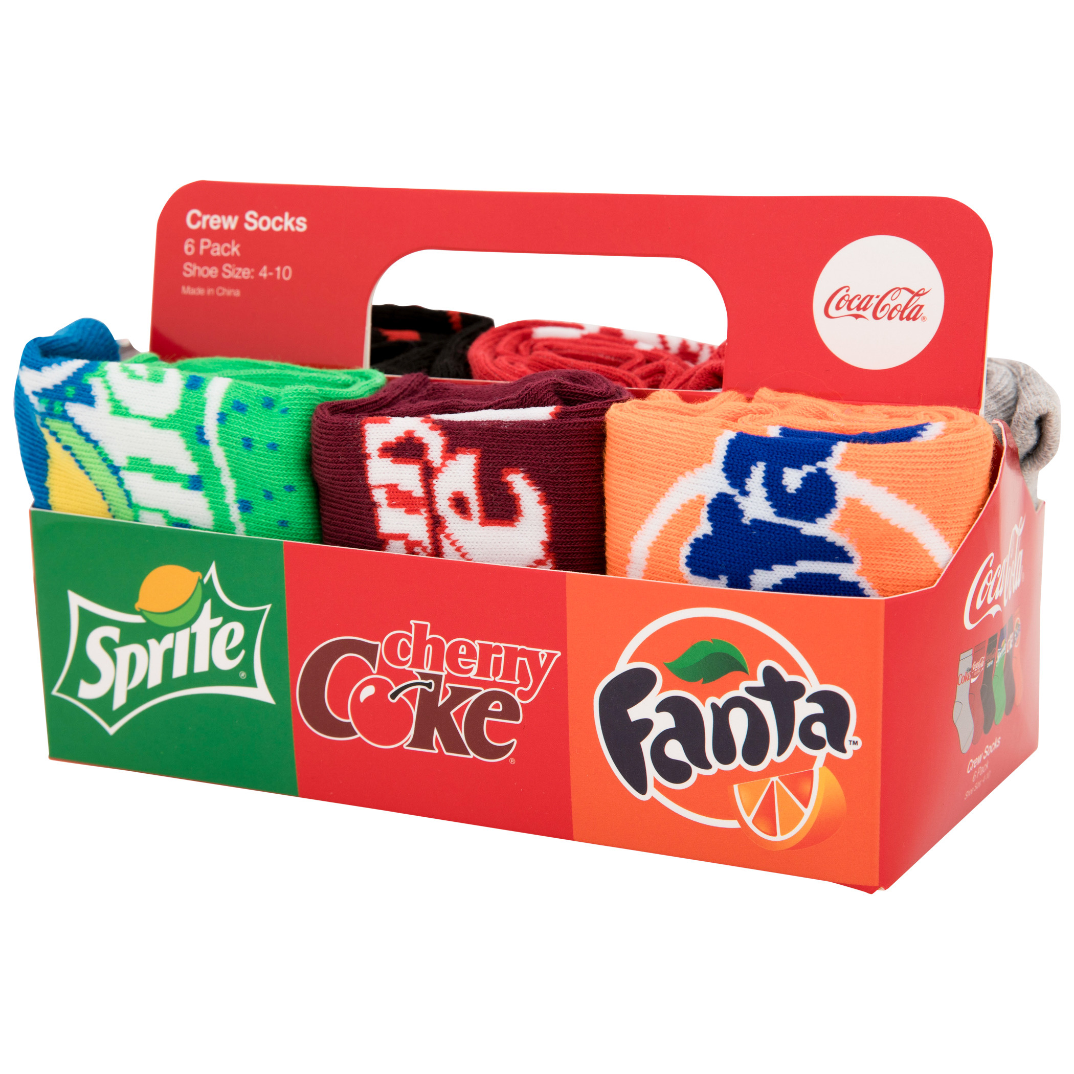 Coca-Cola Soda Brands Crew Socks 6-Pack in Novelty Packaging | Brew ...