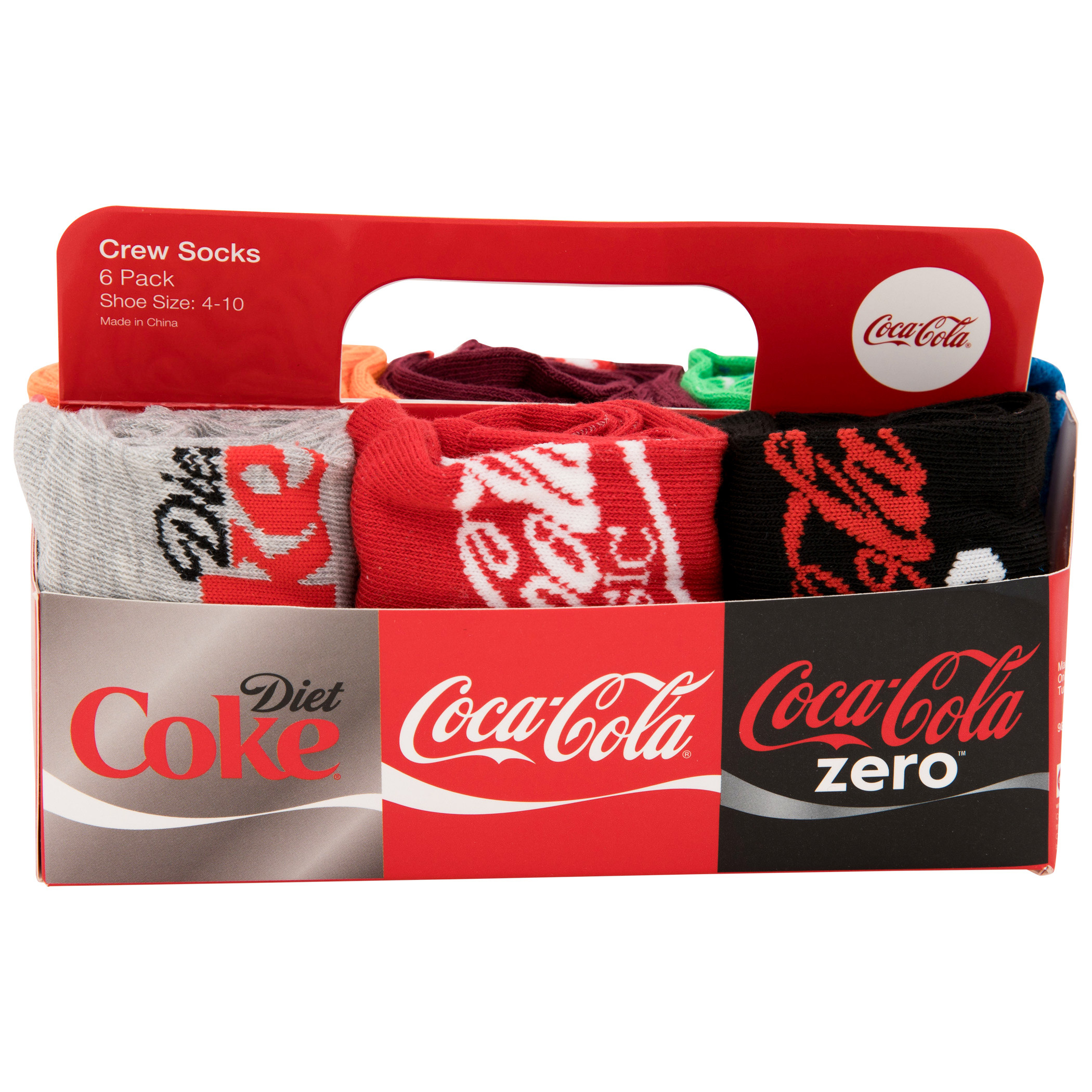 Coca-Cola Soda Brands Crew Socks 6-Pack in Novelty Packaging | Brew ...