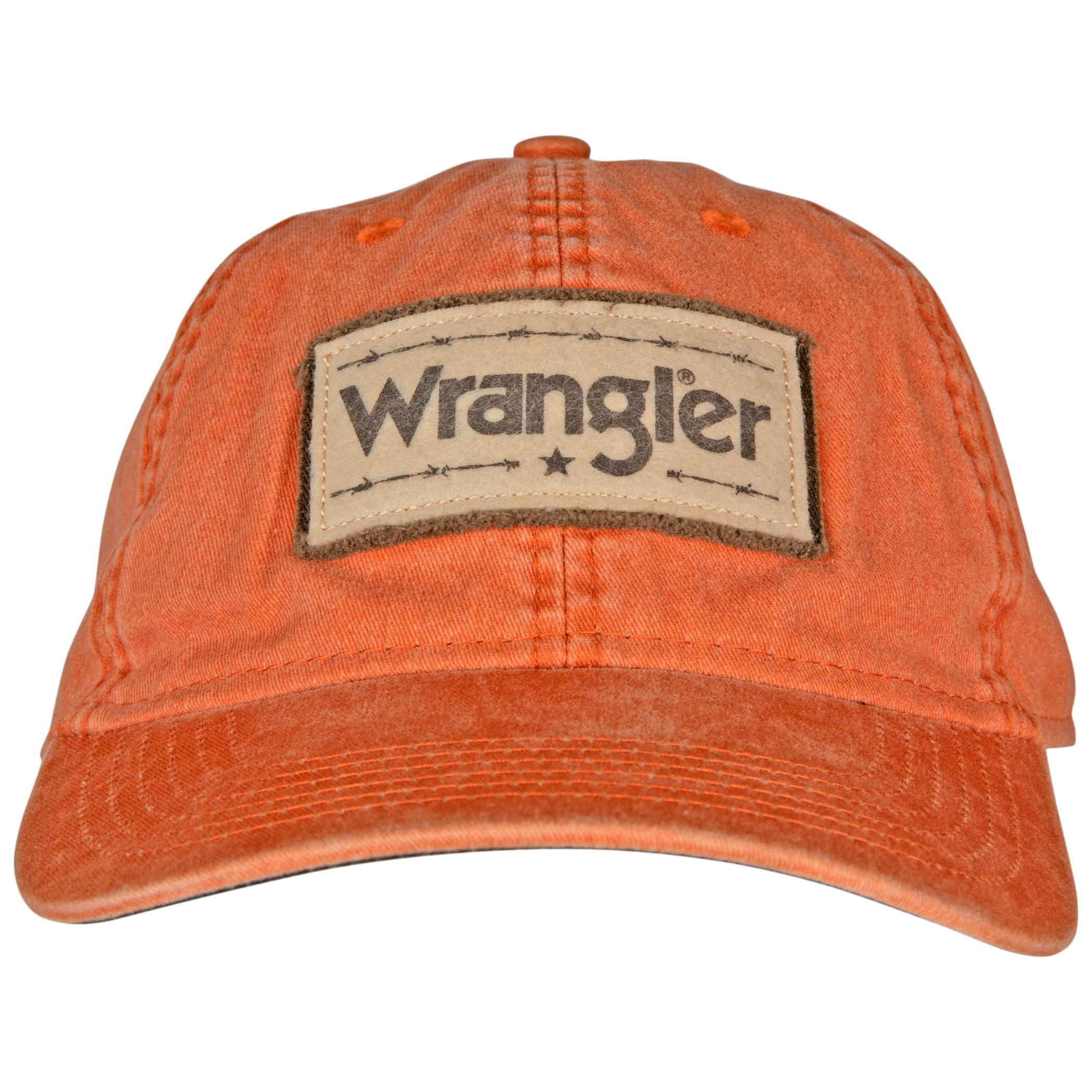 Wrangler Logo Barbed Wire Patch Pre-Curved Adjustable Hat | Brew-Shirts.com
