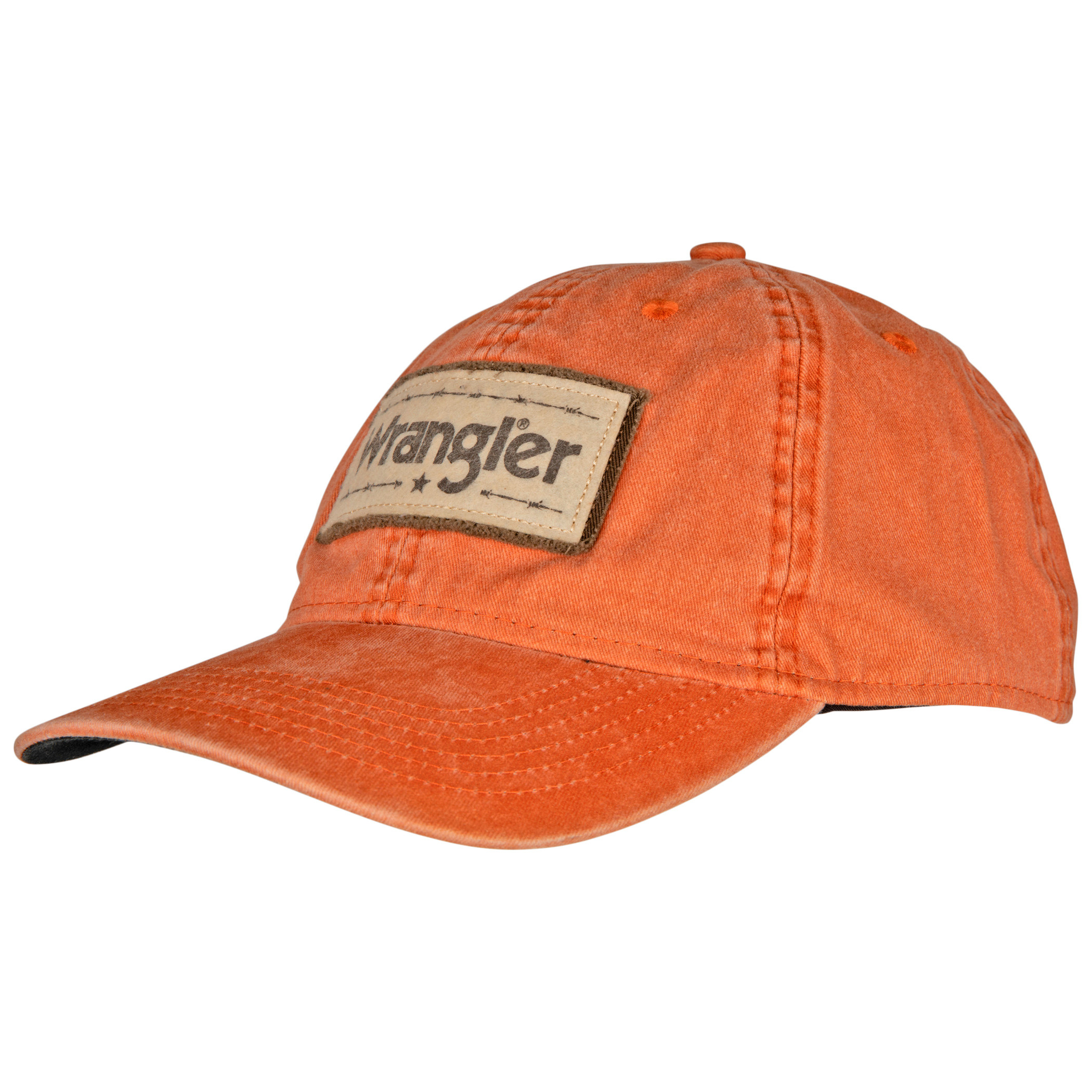 Wrangler Logo Barbed Wire Patch Pre-Curved Adjustable Hat | Brew-Shirts.com