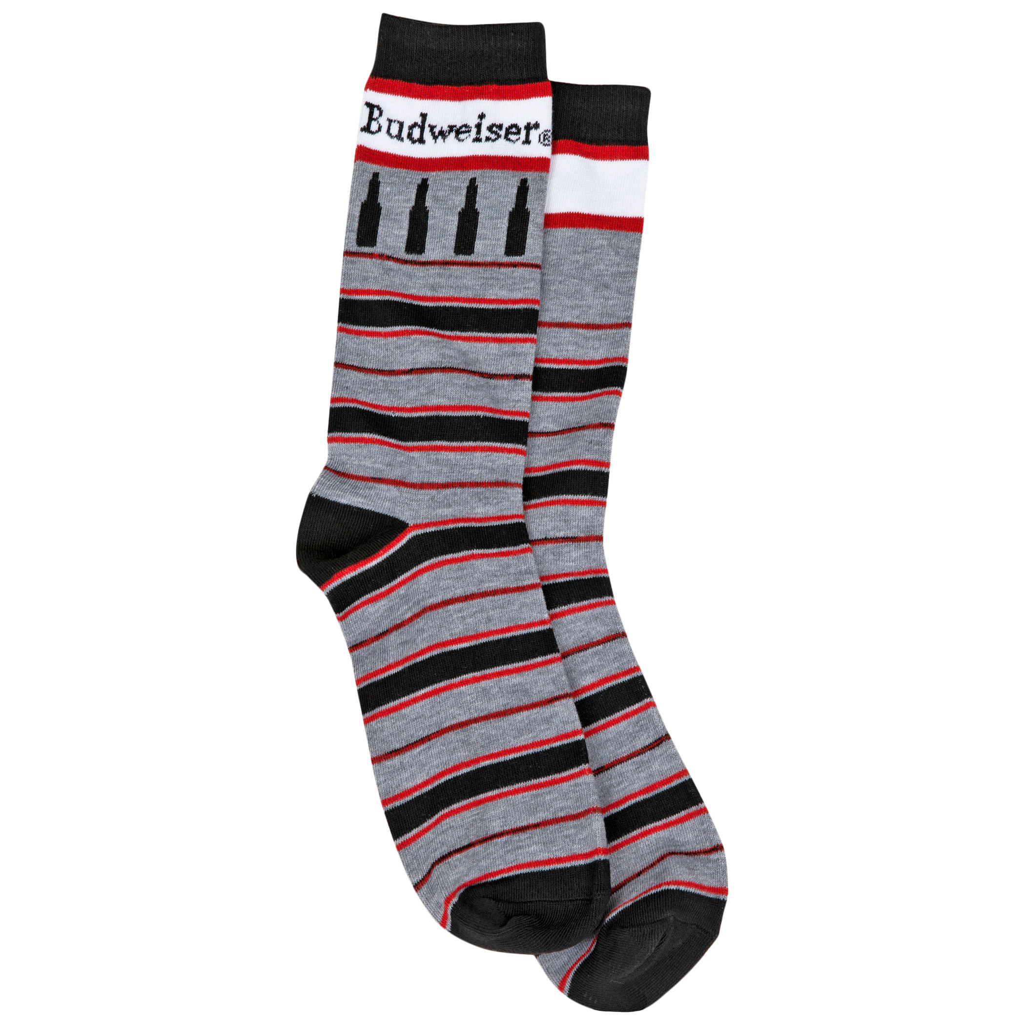 Budweiser Bottles and Stripes Crew Socks | Brew-Shirts.com