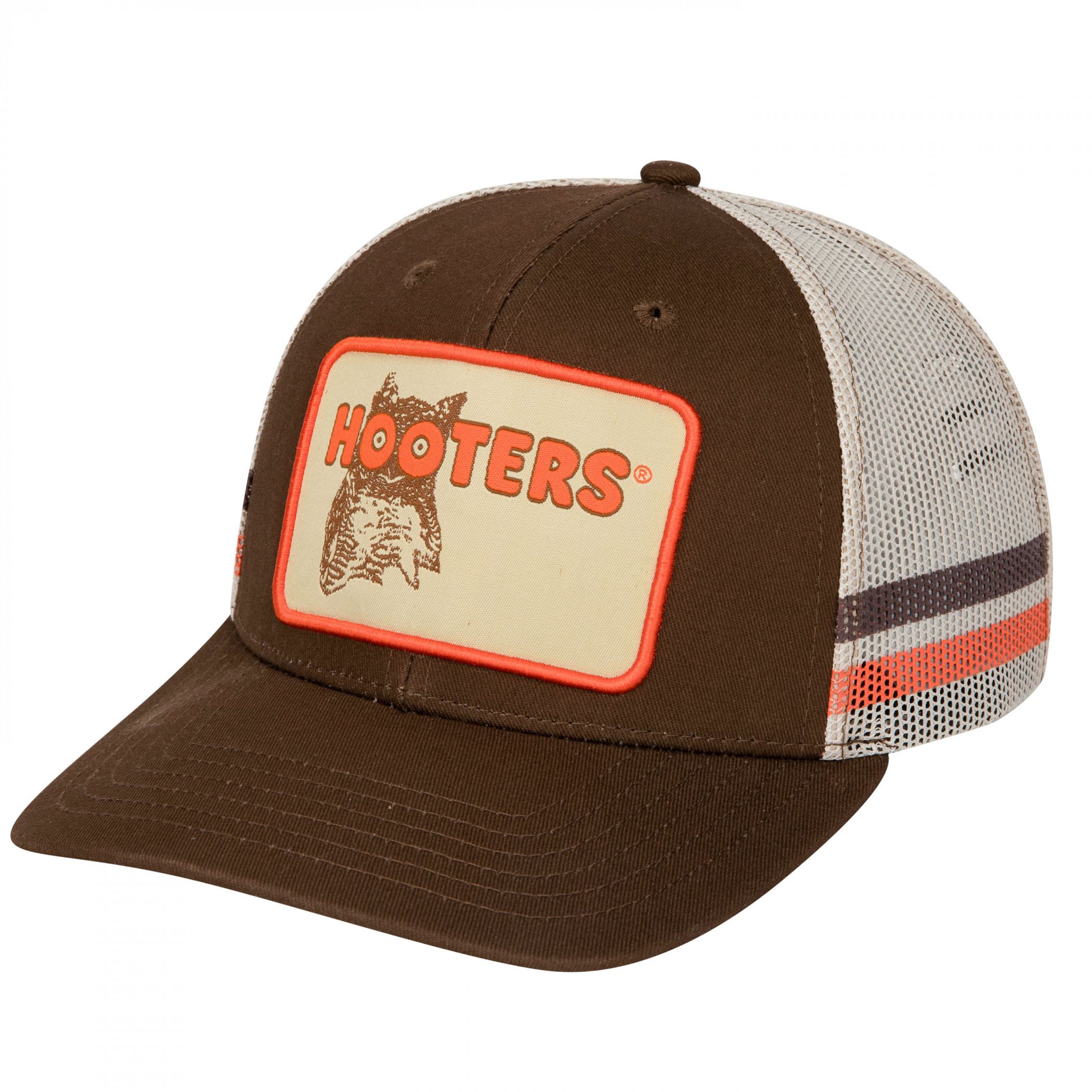 Hooters Logo Retro Stripe Mesh Trucker Hat | Brew-Shirts.com