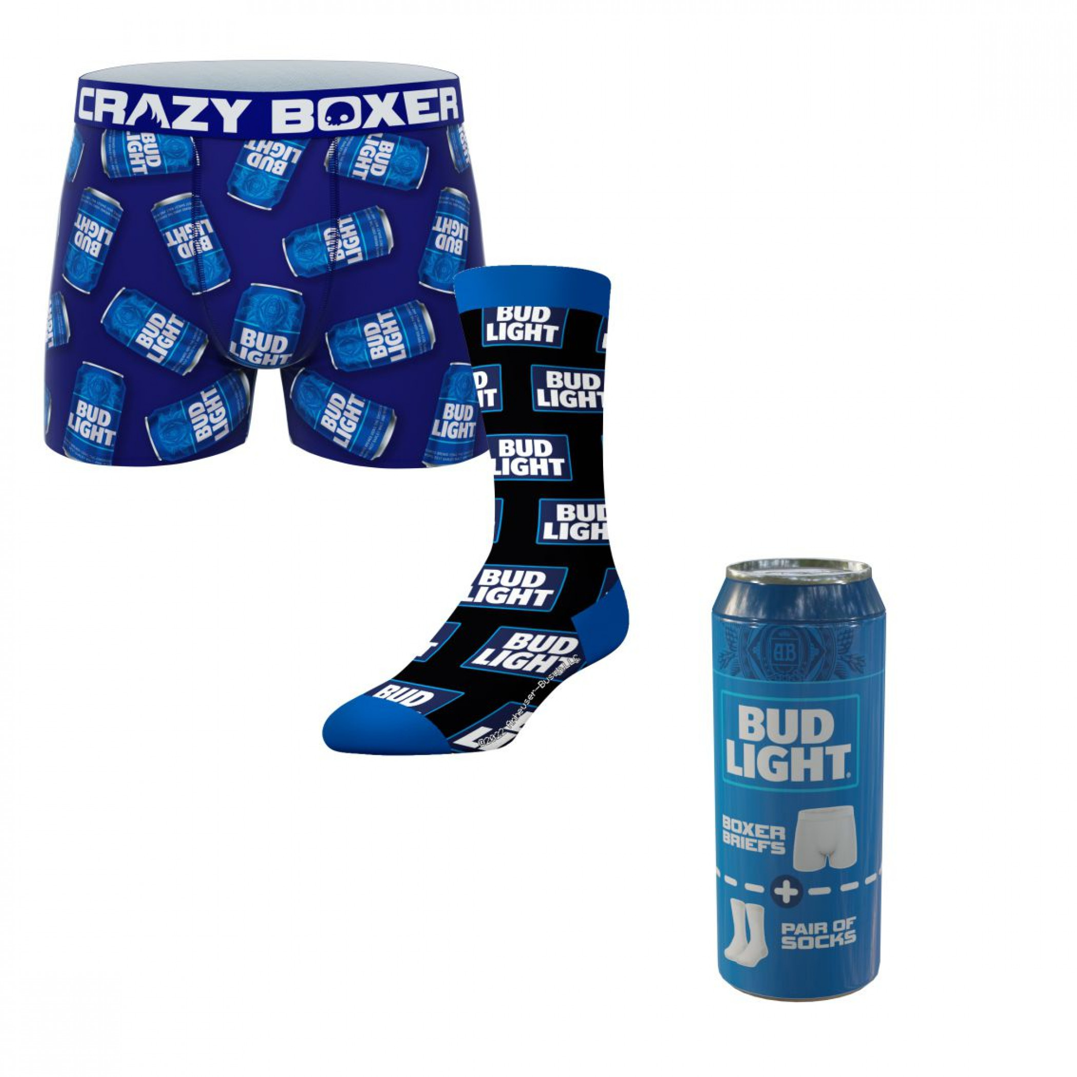 Crazy Boxers Bud Light Can Boxer Briefs and Socks in Beer Can | Brew ...