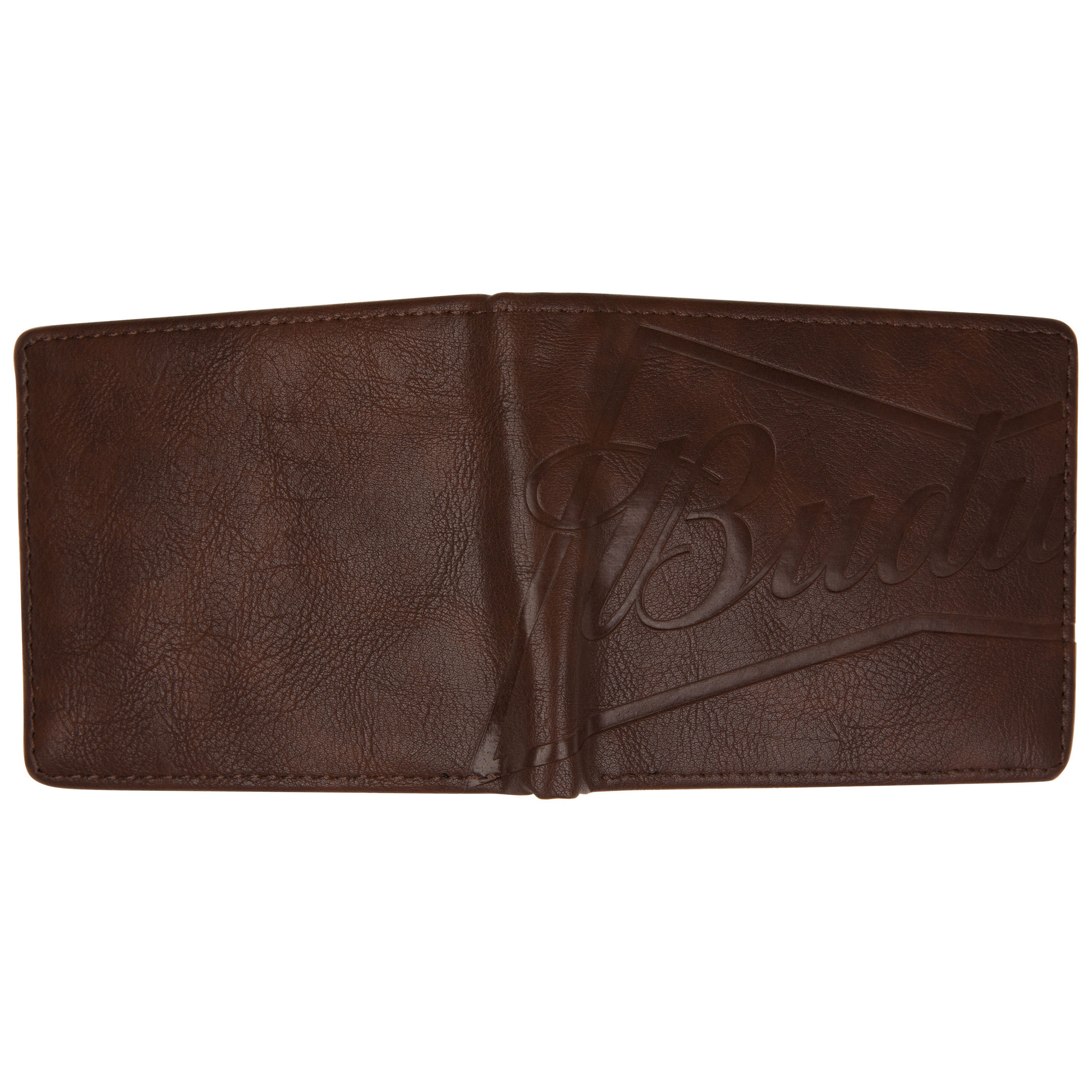 Budweiser Brown Bifold Wallet Large Bowtie Logo Deboss with ID Window ...