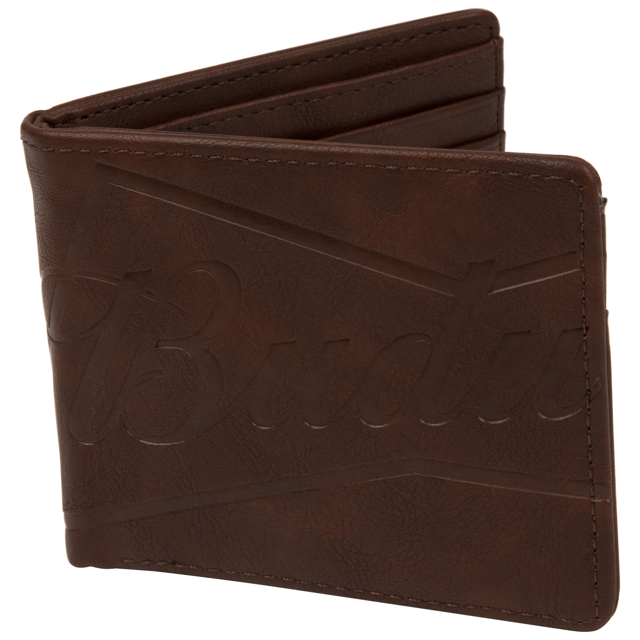 Budweiser Brown Bifold Wallet Large Bowtie Logo Deboss with ID Window ...