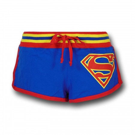 Superman Juniors Striped Logo Short Shorts
